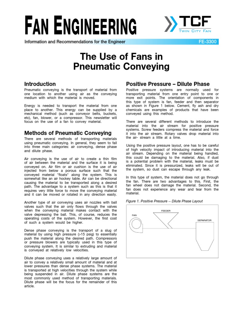 FE 3300 The Use of Fans in Pneumatic Conveying | PDF | Chemical ...