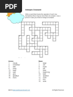 Antonym Crossword Puzzle | PDF | Crossword | Word Puzzles