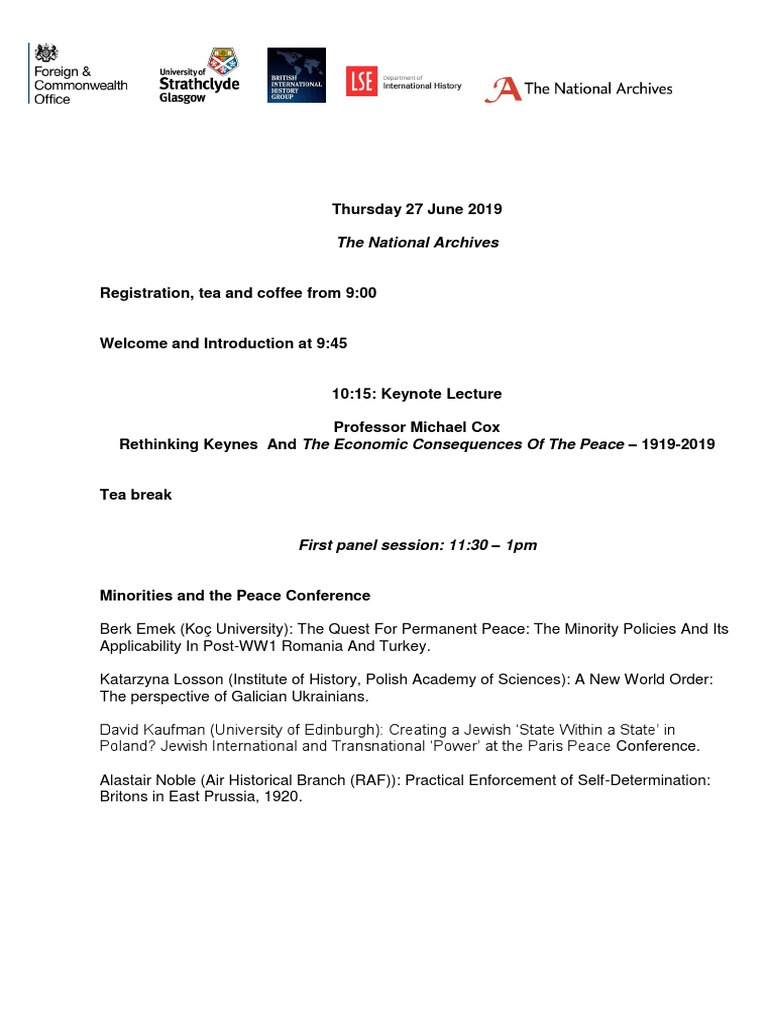 The National Archives Conference: Rethinking the Paris Peace Conference ...