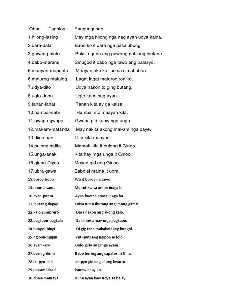 Ohan Tagalog Pangungusap | PDF