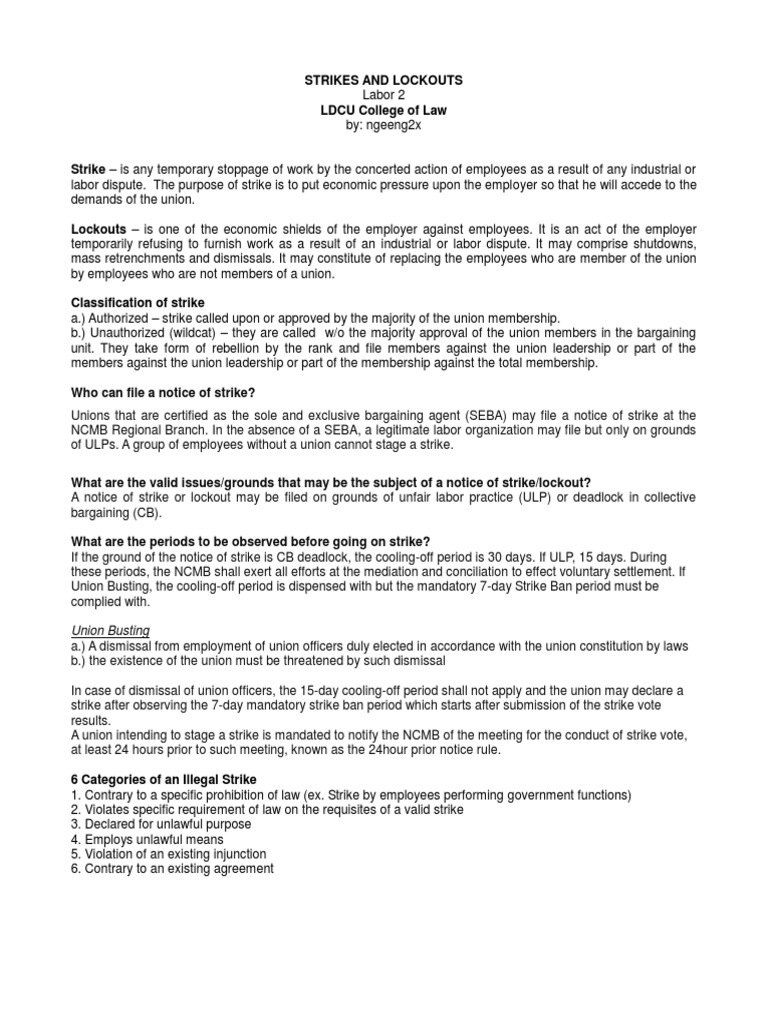 Strikes and Lockouts | PDF | Strike Action | Picketing