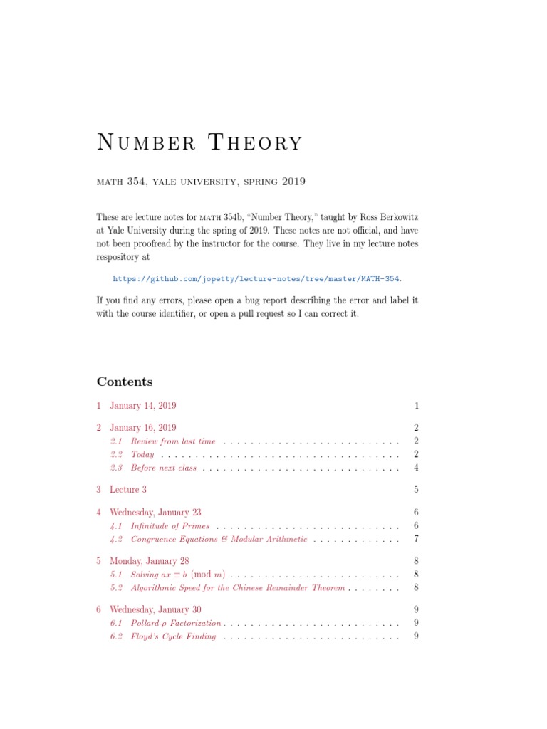 Number Theory | PDF | Prime Number | Cryptography