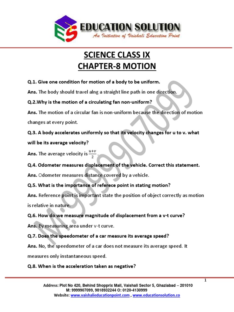 Chapter 8 Motion | PDF | Acceleration | Velocity