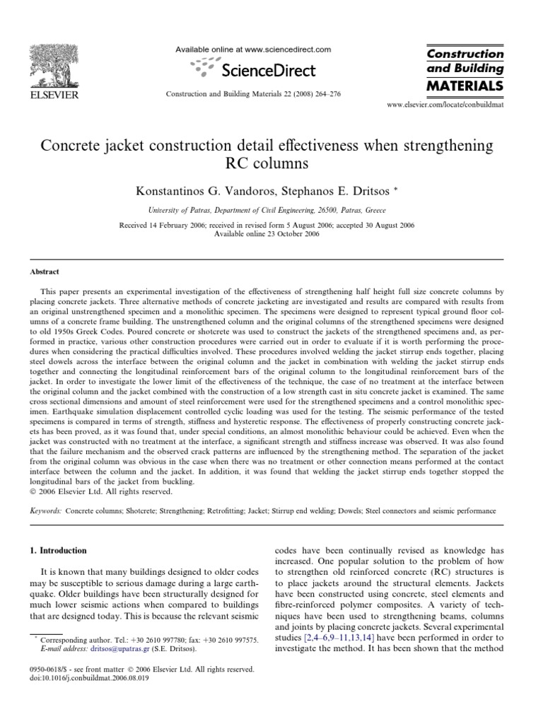 Concrete Jacket Construction Detail Effectiveness When Strengthening RC ...