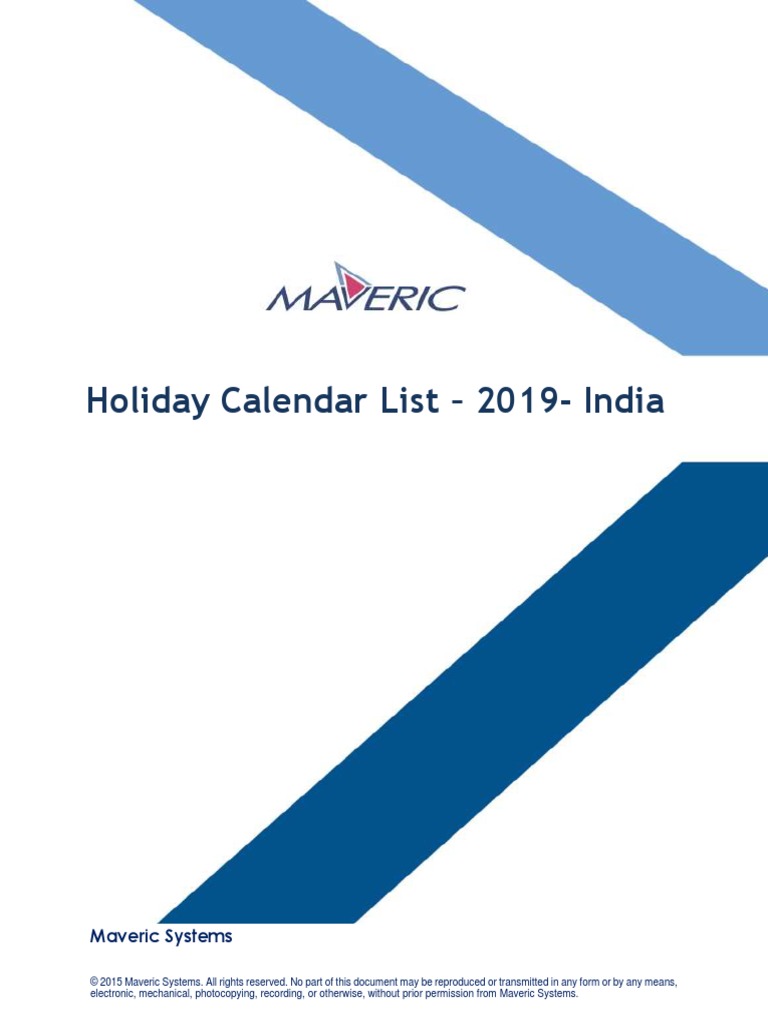 Holiday Calendar List - 2019 - India | PDF | Observances | Religious ...