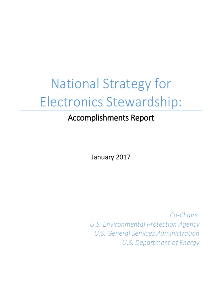National Strategy For Electronics Stewardship Accomplishments Report ...