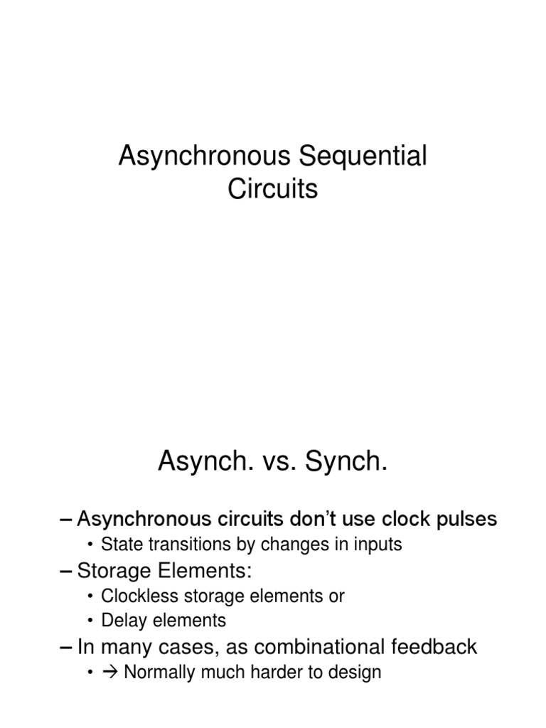 Asynchronous Sequential Circuits | PDF | Logic Gate | Hardware ...