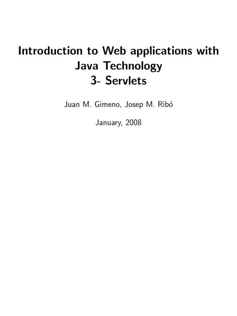 Introduction To Web Applications With Java Technology 3-Servlets | PDF ...