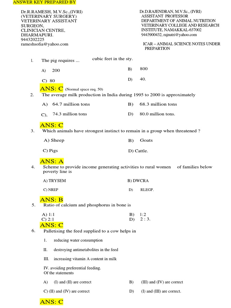 TNPSC VAS Previous Question Bank Answer | PDF | Vitamin D | Vitamin C
