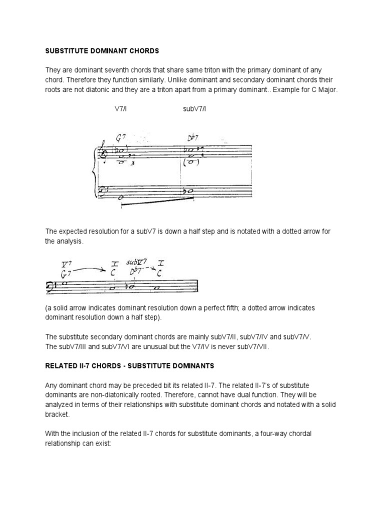 Substitute Dominant Chords Guide | PDF | Chord (Music) | Pitch (Music)