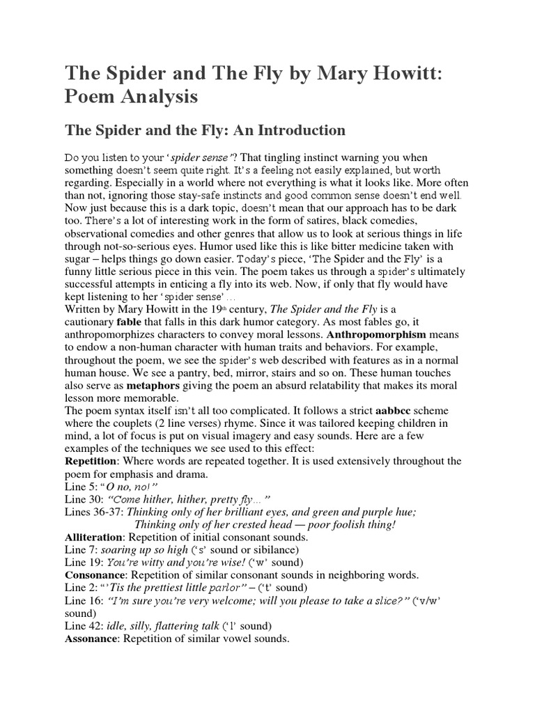 The Spider and The Fly by Mary Howitt | PDF | Poetry