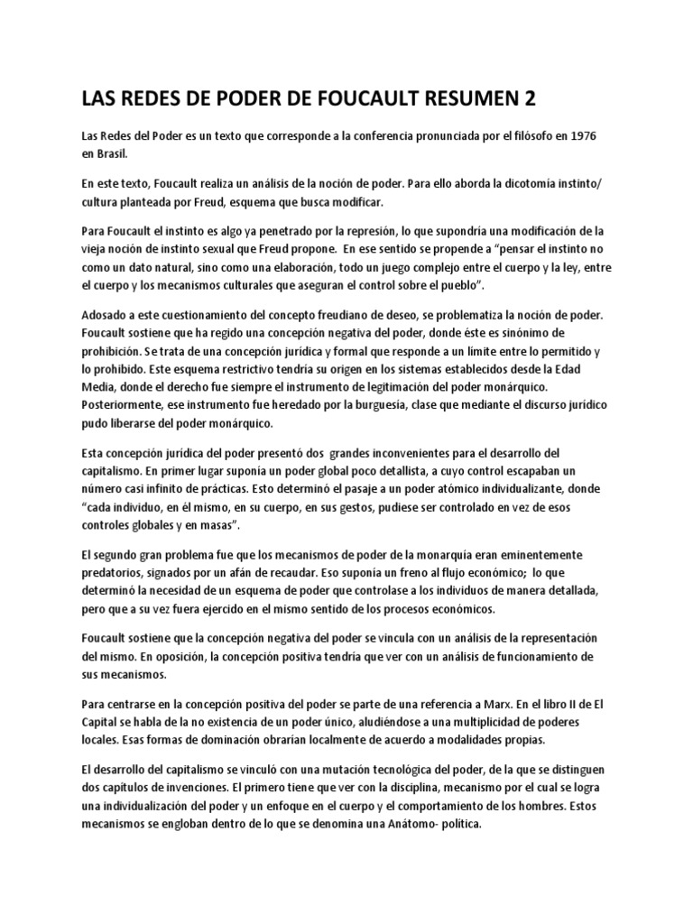 Redes de Poder según Foucault | PDF | Michel Foucault | Capitalismo
