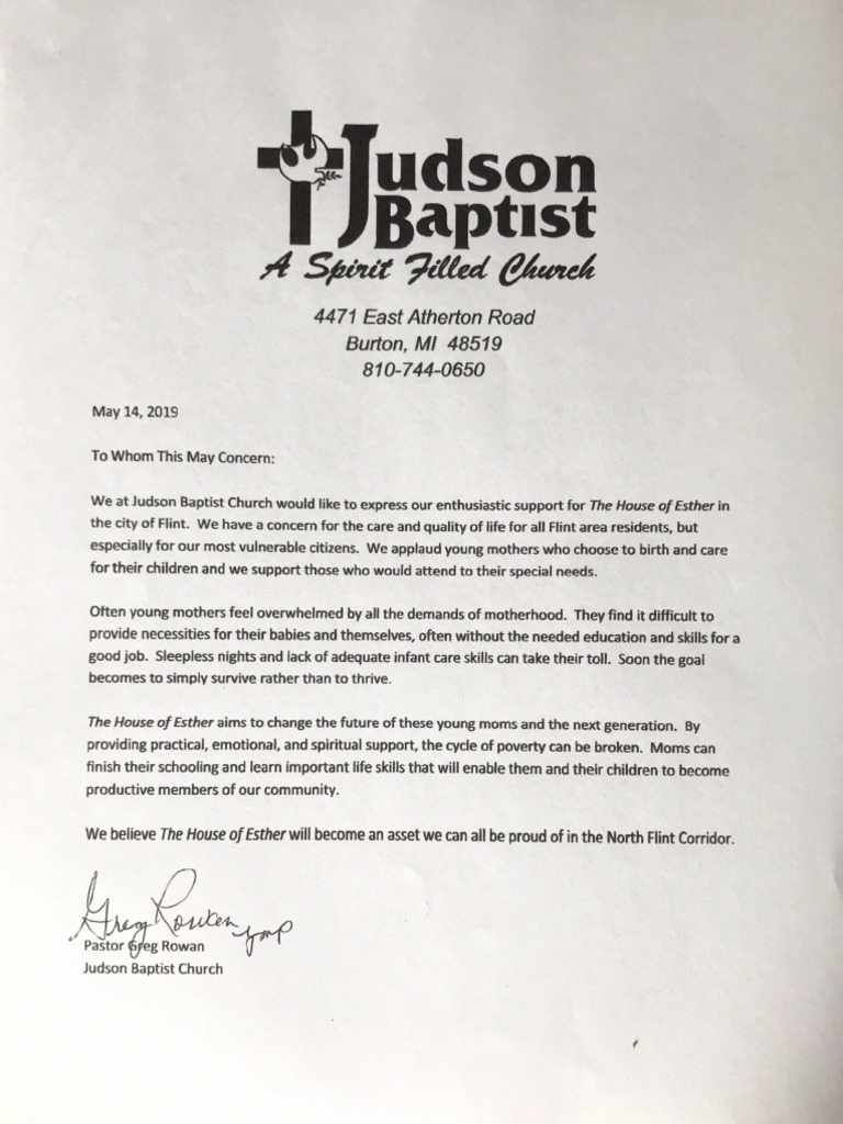 The House of Esther Support Letters May 2019 | PDF