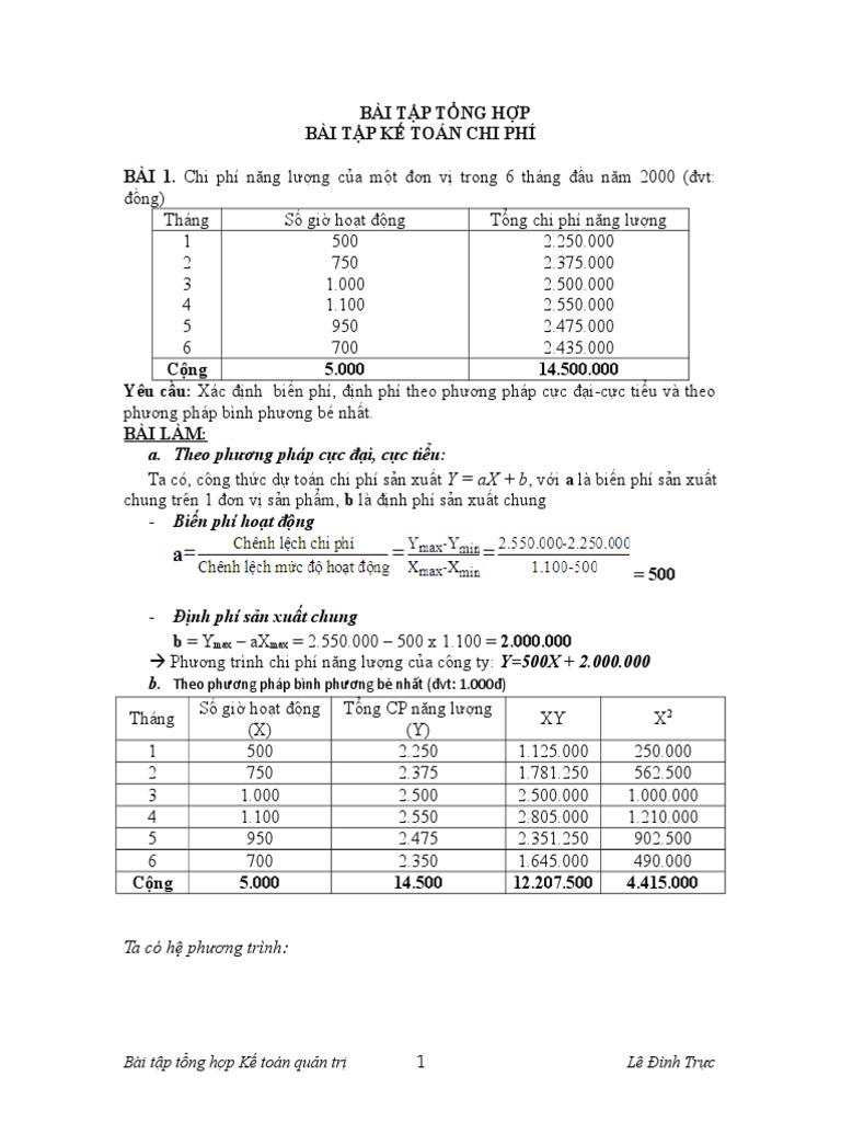 Bai Tap Tong Hop Mon Ke Toan Quan Tri | PDF
