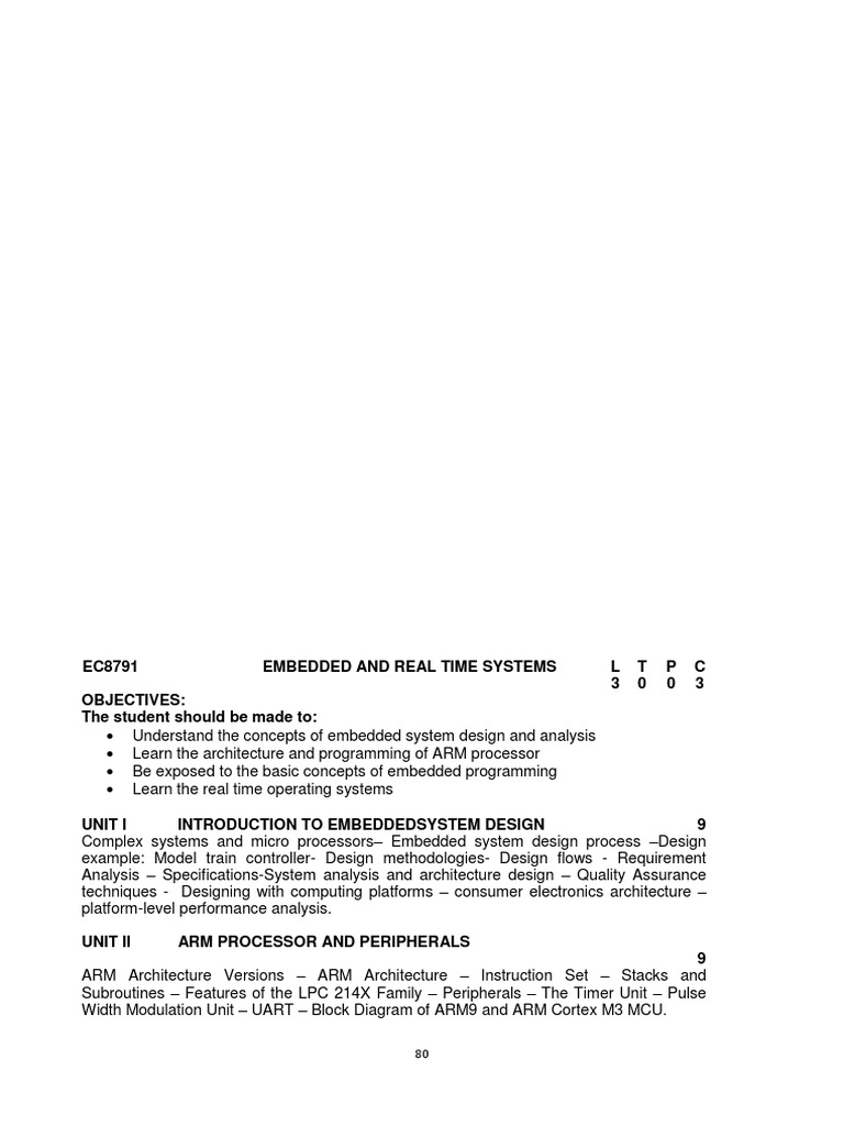 ECE Embedded Syllabus | PDF | Embedded System | Arm Architecture