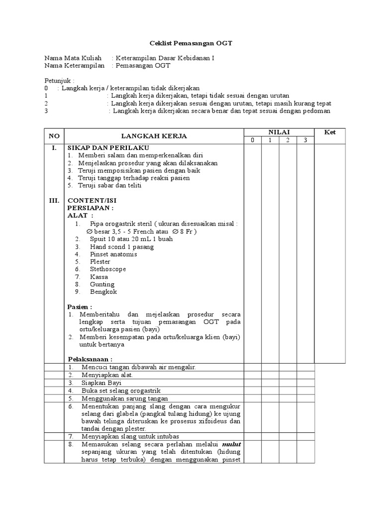 Checklist Pemasangan Ogt | PDF | Sains & Matematika