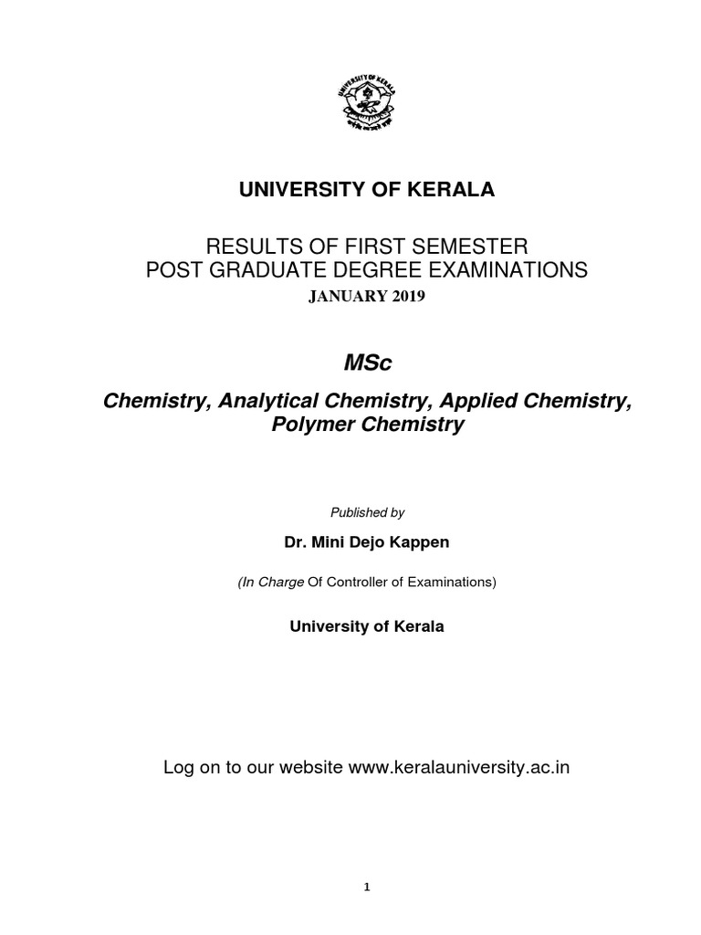 Results of First Semester Post Graduate Degree Examinations | PDF ...