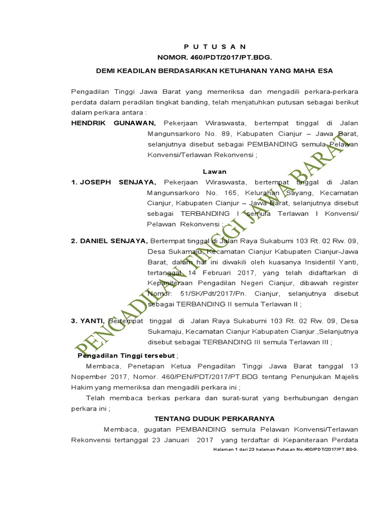 Contoh Putusan Perdata | PDF