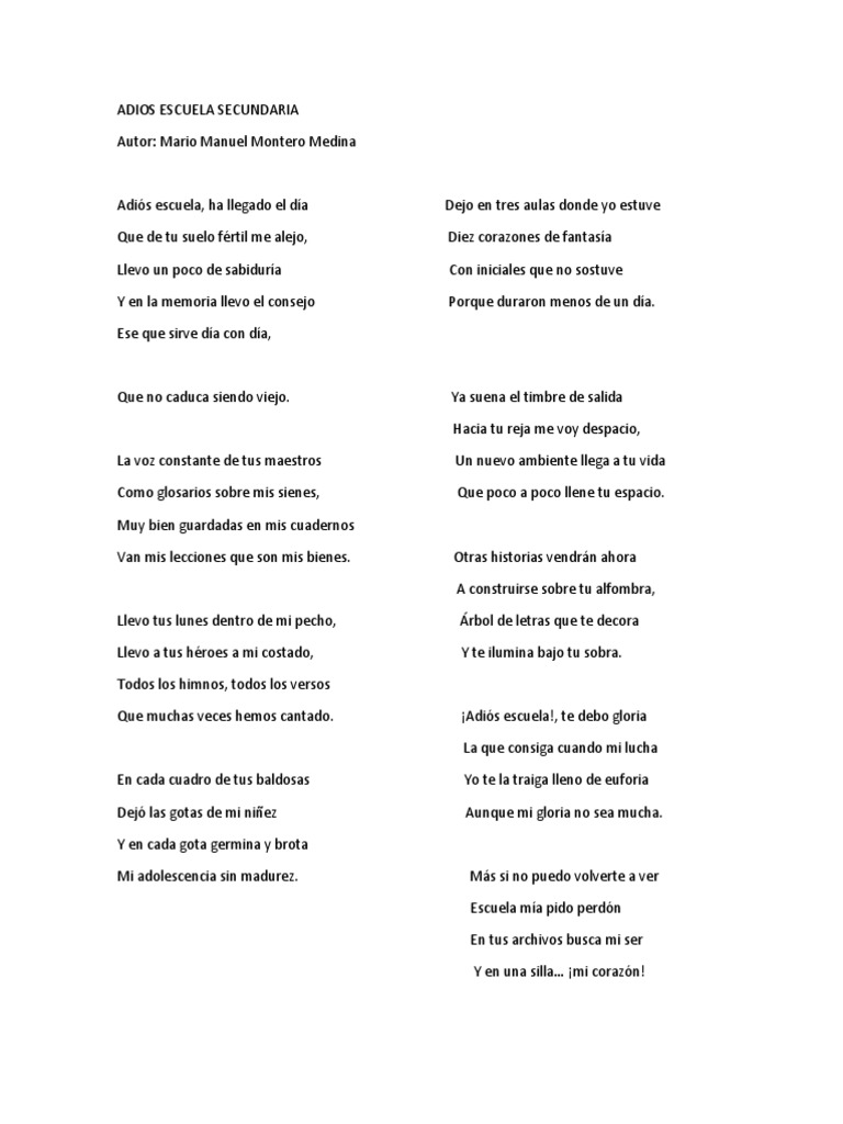 Adios Escuela Secundaria | PDF
