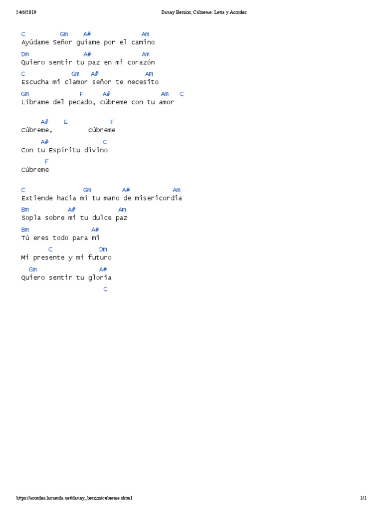 Danny Berríos, Cúbreme - Letra y Acordes | PDF