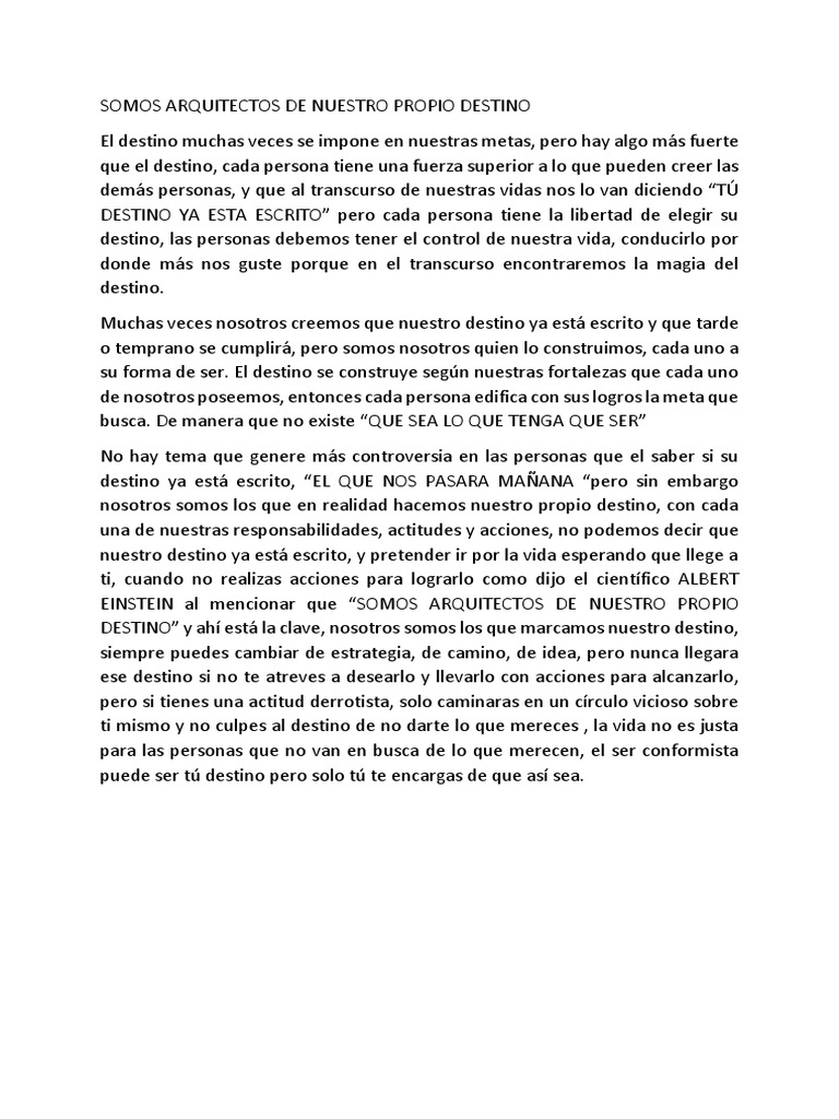 Eres el arquitecto de tu destino | PDF