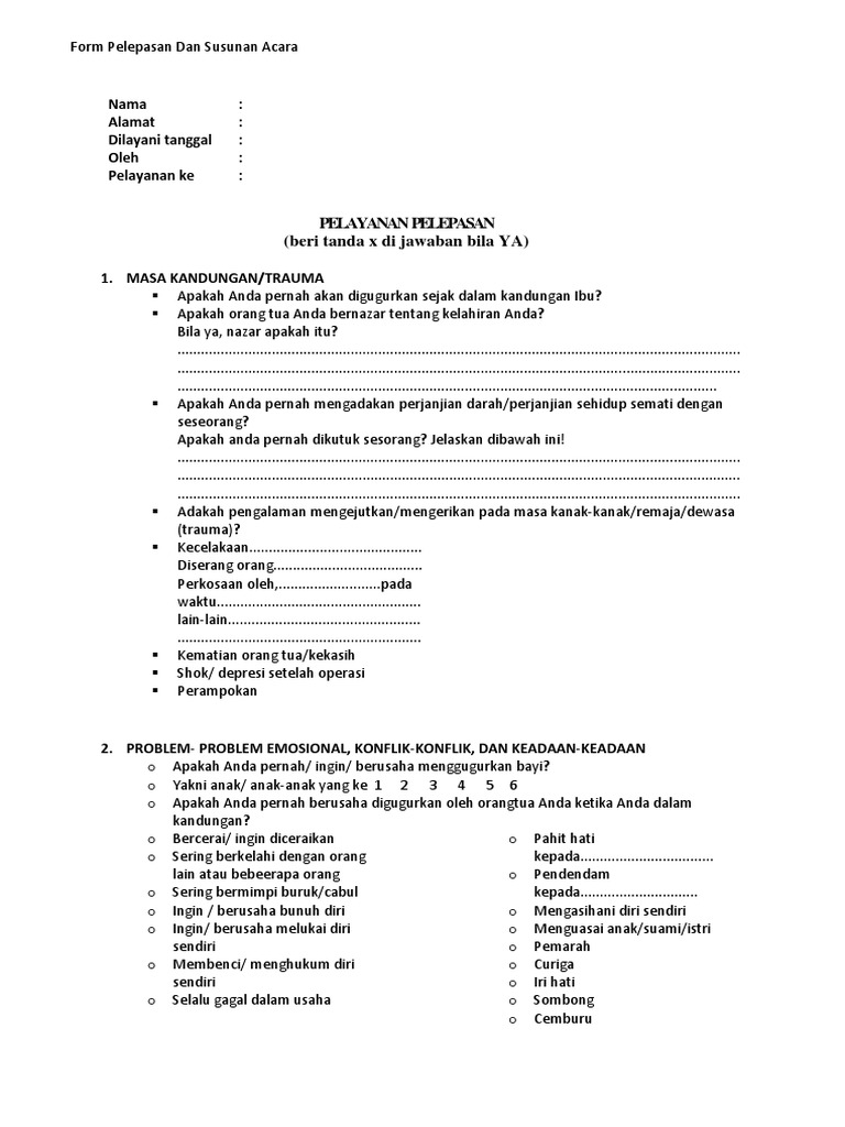 Form Pelepasan Dan Susunan Acara | PDF