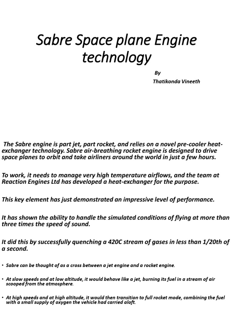 Sabre Space Plane Engine Technology | PDF | Rocket Engine | Jet Engine