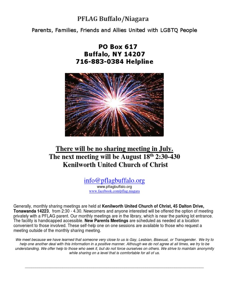 July 2019 PFLAG Newsletter | PDF | Sexual Orientation | Lgbt