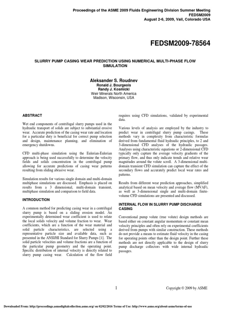 Slurry Pump Casing Wear Prediction | Download Free PDF | Computational ...