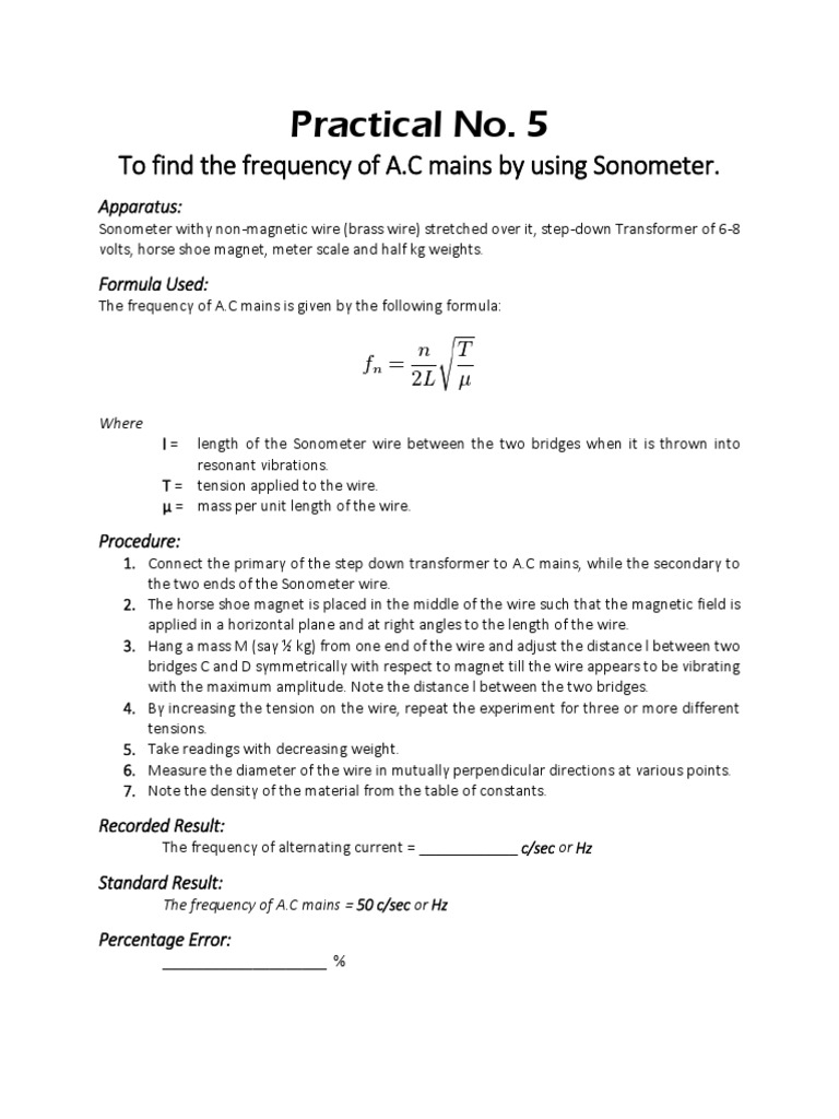 Practical No. 5 - Solved | PDF | Tension (Physics) | Frequency
