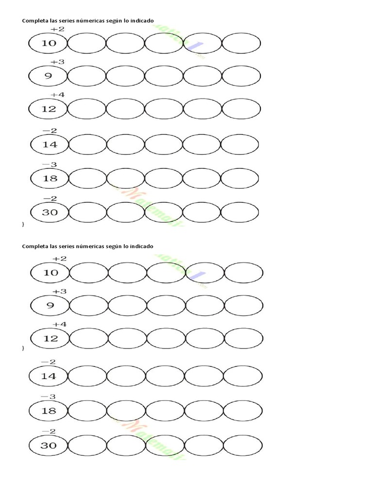 Completa Las Series Númericas Según Lo Indicado | PDF