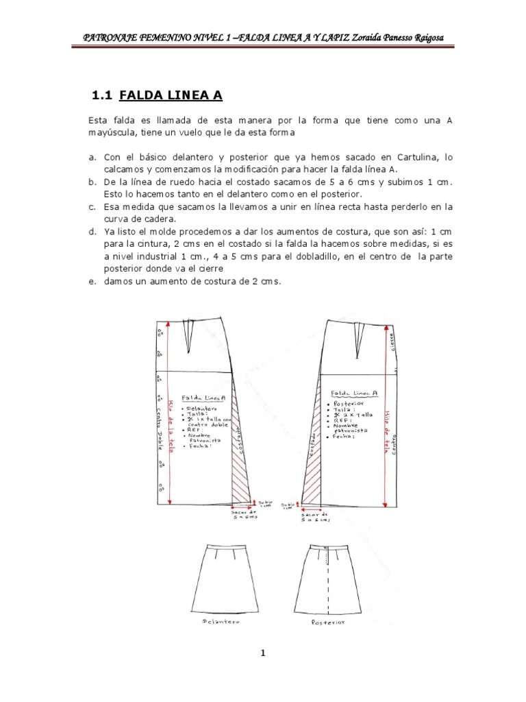 Clase # 3 Falda Linea A y Lapiz | PDF