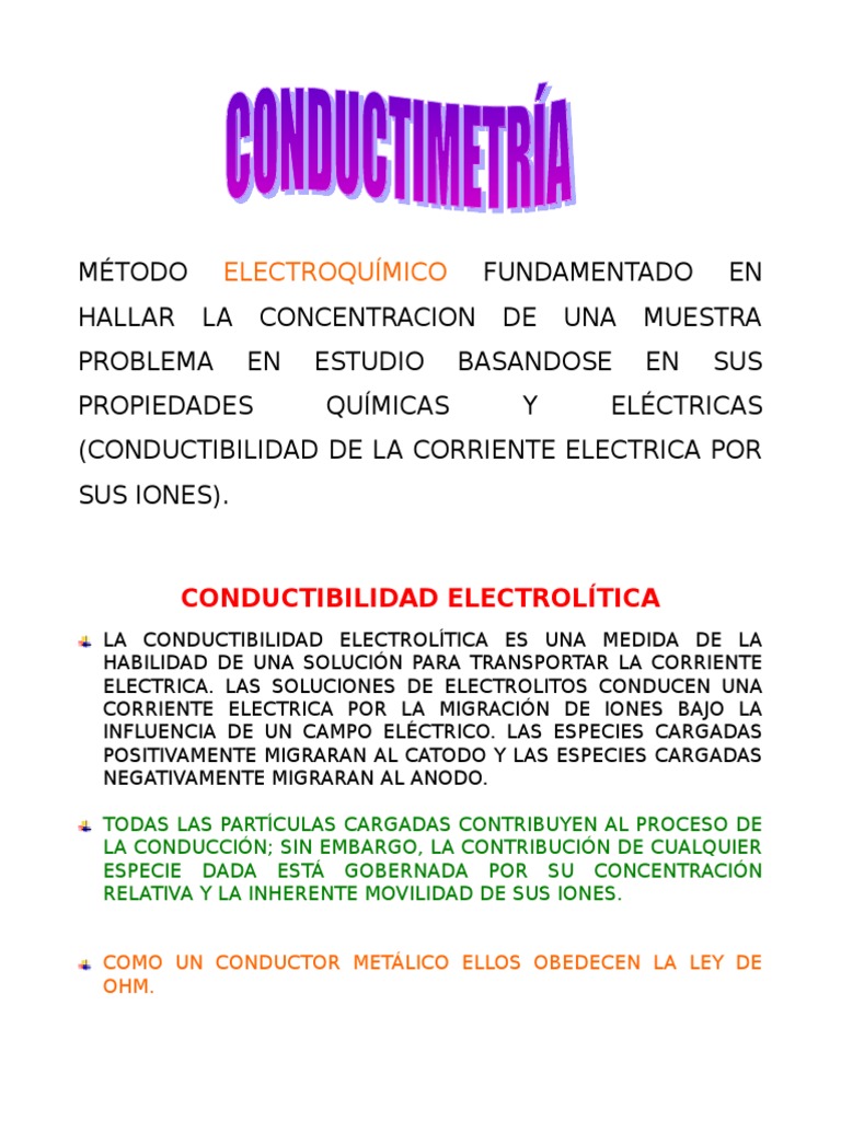 Conductimetria | Descargar gratis PDF | Resistividad Eléctrica y ...