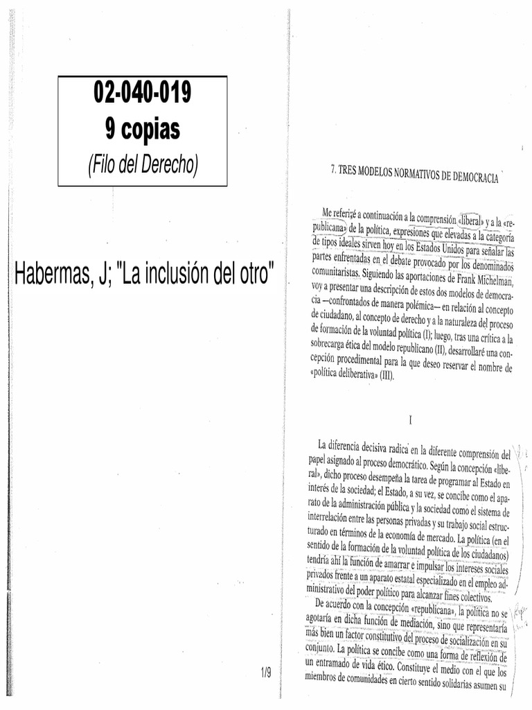 Habermas - La Inclusión Del Otro - Cap. 7 PDF | PDF