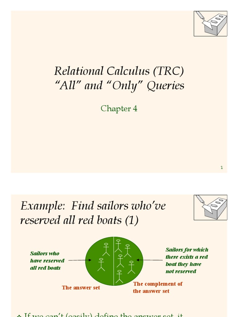Relational Calculus TRC Chapter 4 All and Only Queries | PDF | Mathematical Logic | Analysis