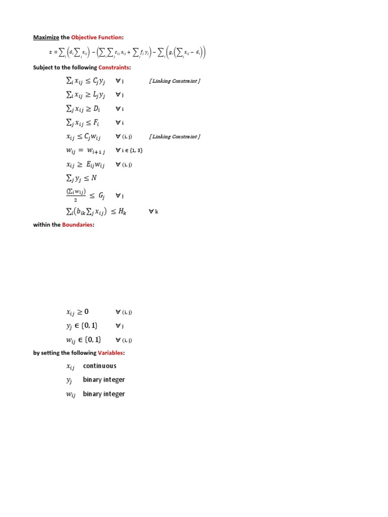 Objective Function: Maximize The | PDF