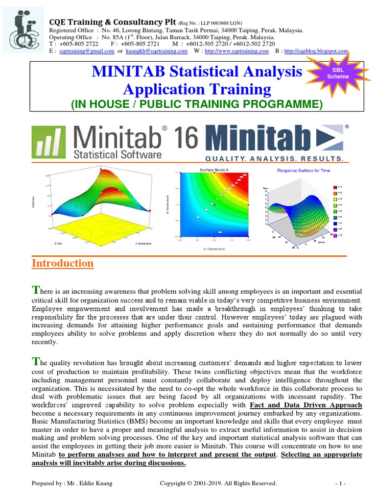 16.MINITAB Software Application Training Couse Outline 2days - SPC ... 16.MINITAB Software Application Training Couse Outline 2days - SPC ...