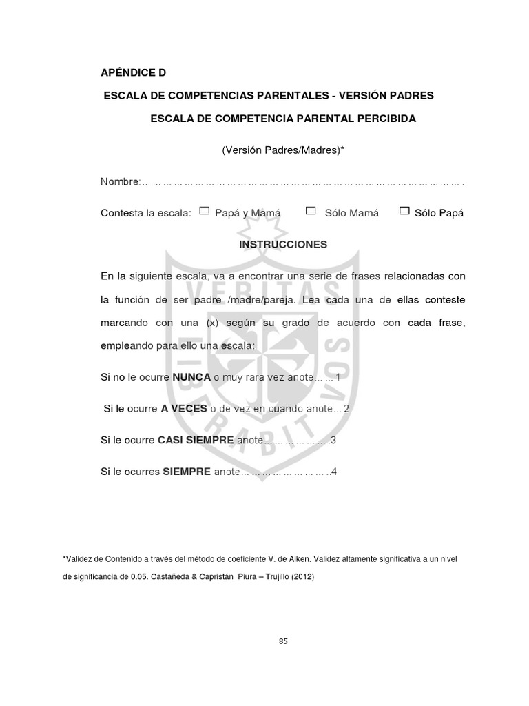 Escala de Parentalidad Percibida - Padres | PDF | Sicología