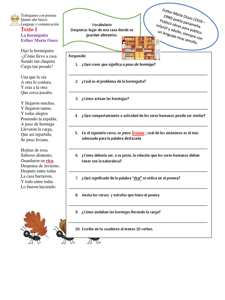 Poema La Hormiguita Pdf