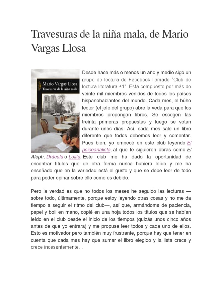 Travesuras de la niña mala: análisis y lectura | PDF