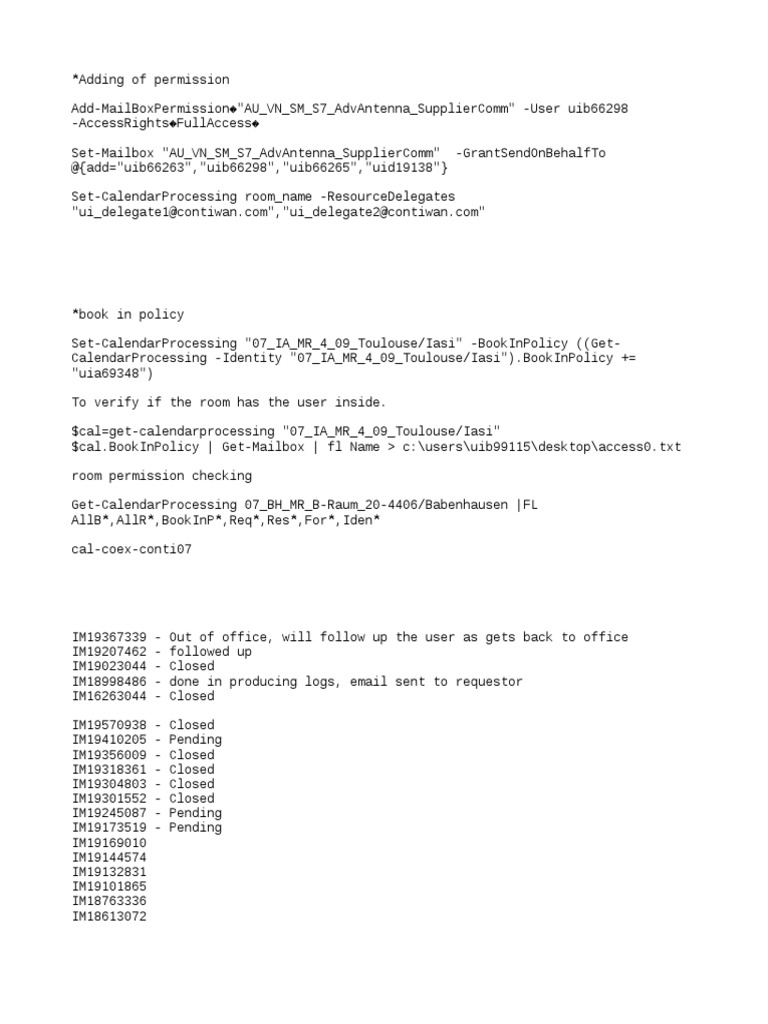Mailbox and Calendar Permission Setup | PDF