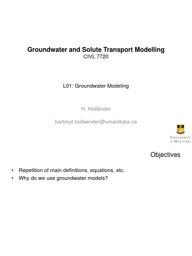 L01 Groundwater Modeling Pdf Pdf Hydrogeology Conceptual Model