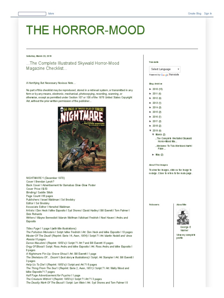 The HORROR-MOOD - ... The Complete Illustrated Skywald Horror-Mood ...