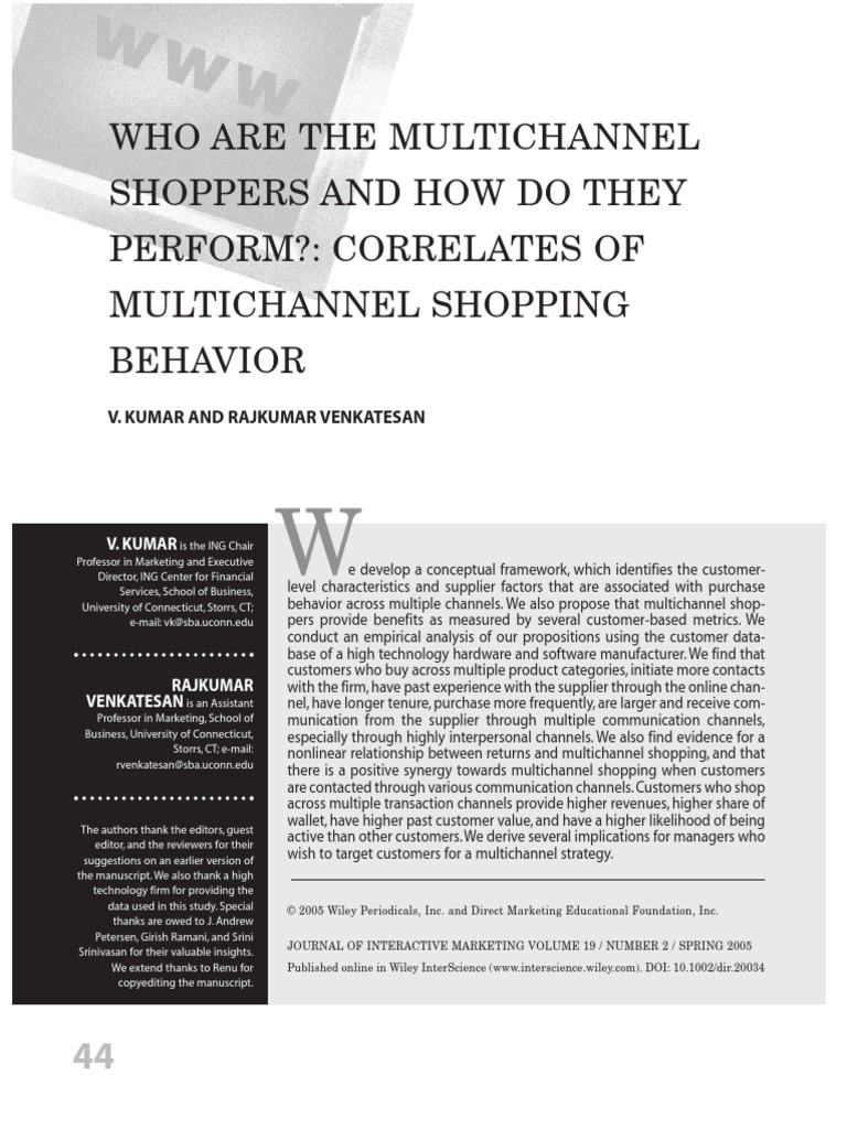 Who Are The Multichannel Shoppers and How Do They Perform Correlates of ...
