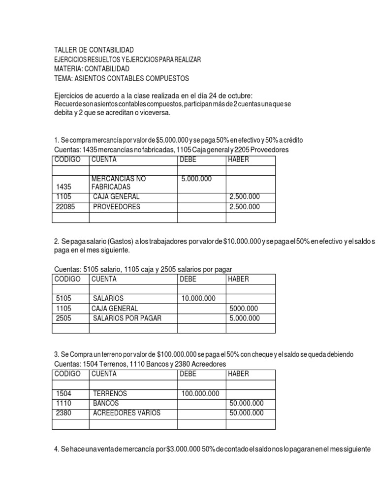 Asientos Contables Operativos Ejemplos – WZFT