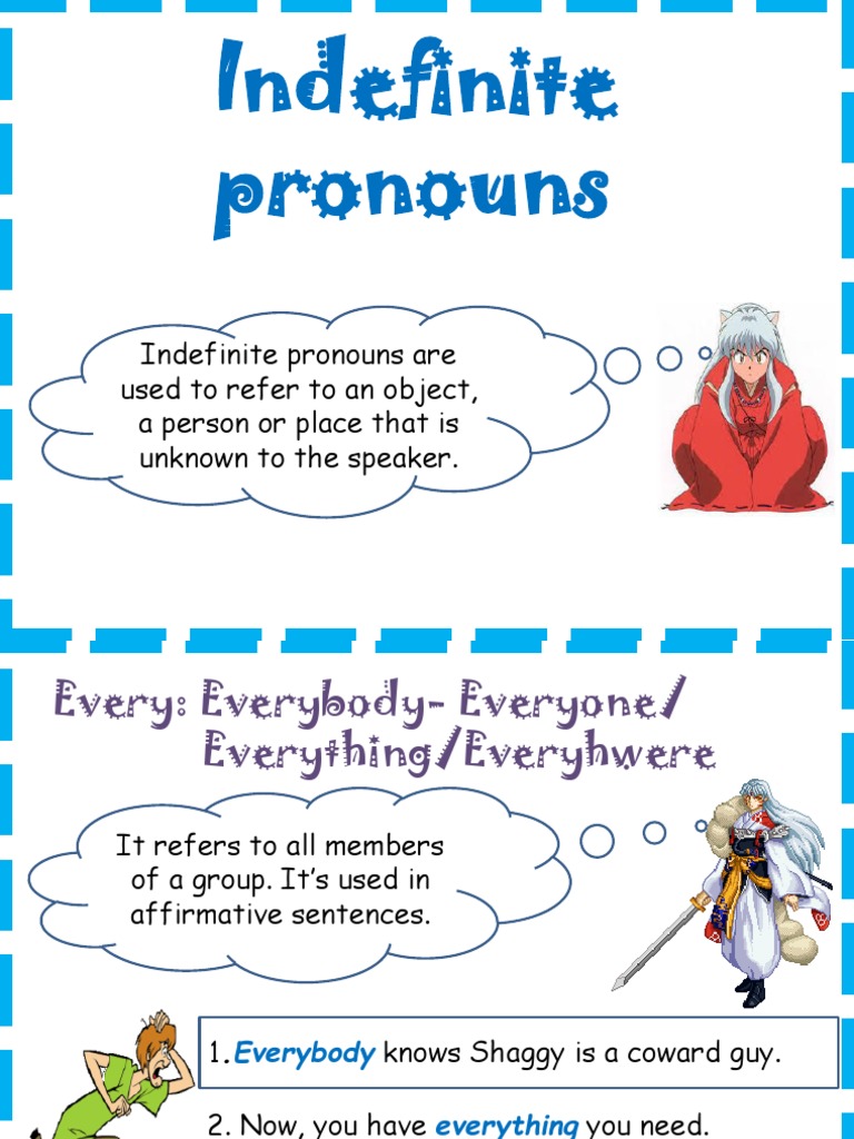 Indefinite Pronouns Are Used To Refer To An Object, A Person or Place ...