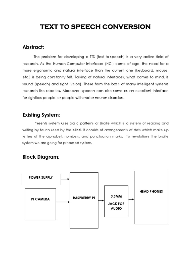Text To Speech Abstract | PDF