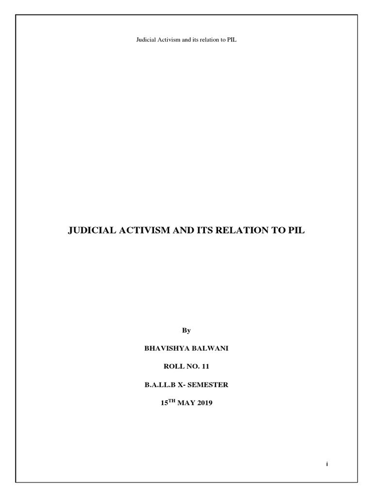 Judicial Activism and Its Relation To PIL | PDF | Supreme Court Of India | Judiciaries