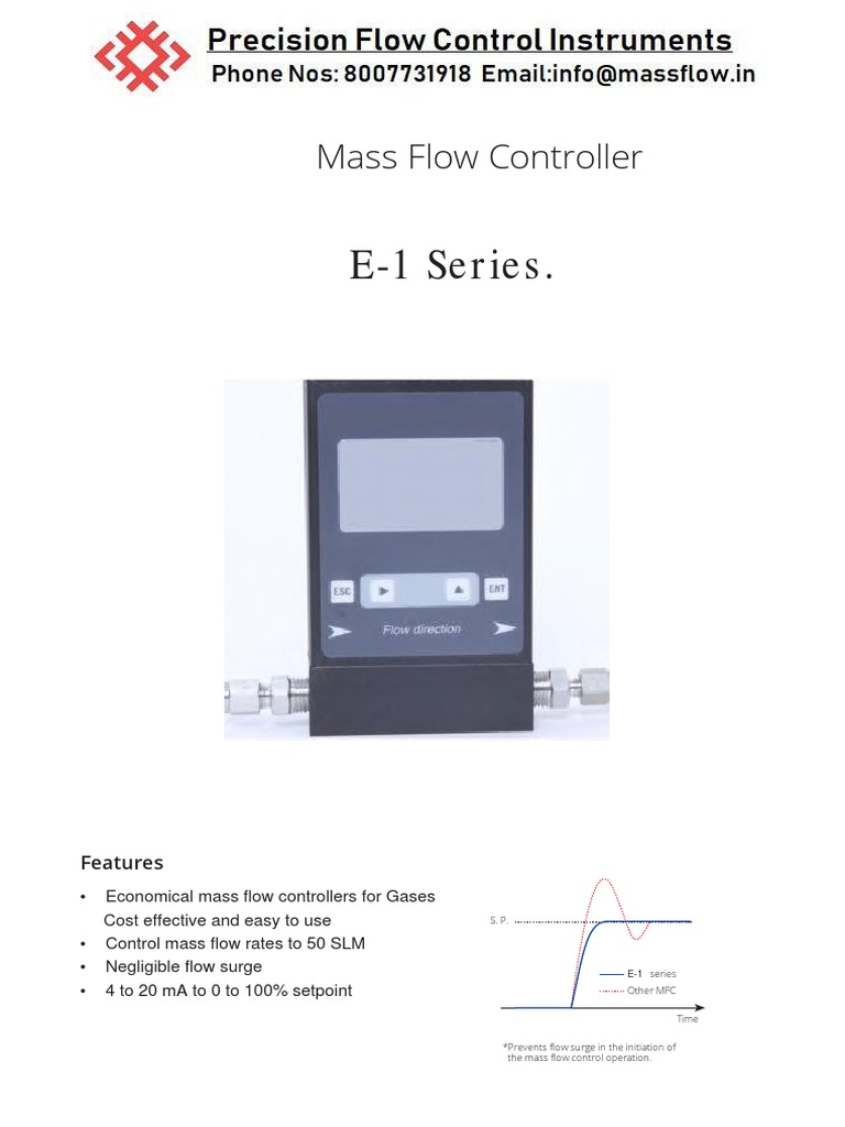 E-1 Series.: Mass Flow Controller | PDF | Flow Measurement | Equipment