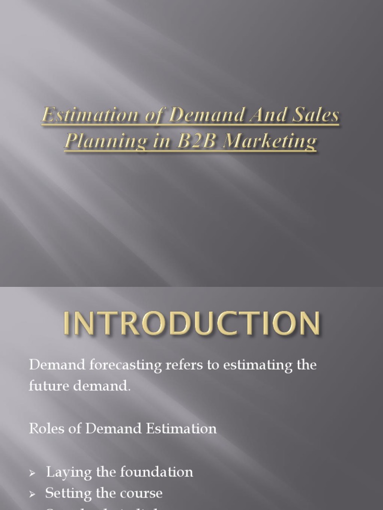 Estimation of Demand and Sales Planning in B2B Marketing | PDF | Sales | Forecasting